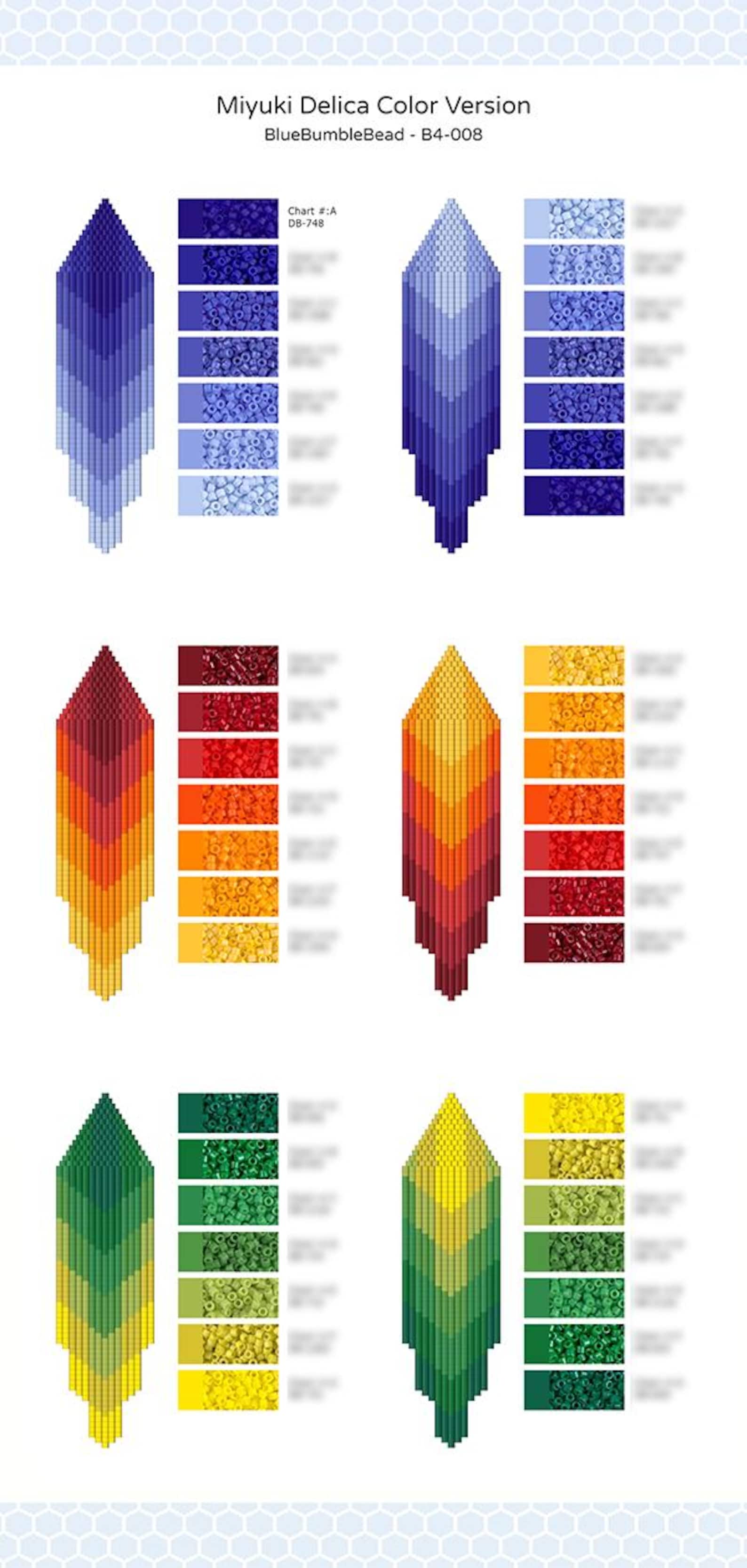 Waterfall Gradient Colors Beaded Earring Pattern - Brick Stitch & Fringe PDF Miyuki Delica 11/0 ...