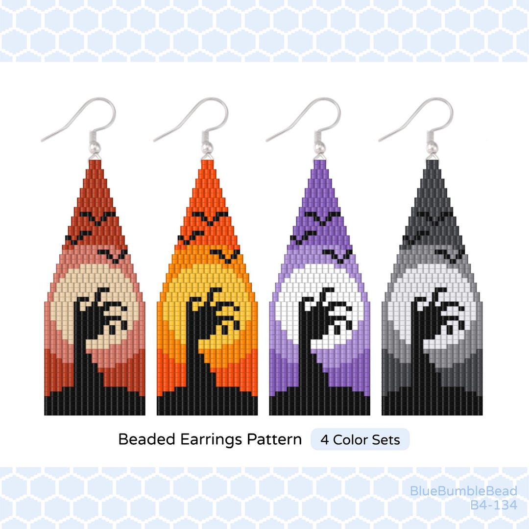 Zombie Hand Earring Pattern: Brick Stitch Fringe Bead Halloween PDF ...