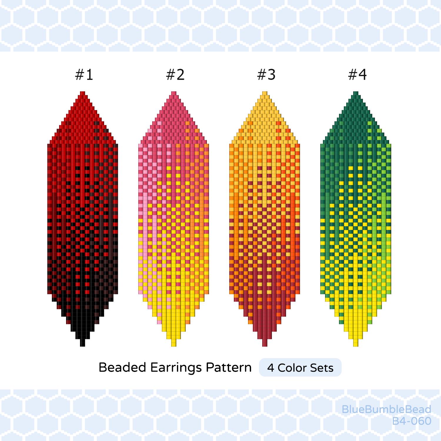 Gradient Colors Beaded Earring Pattern Brick Stitch & Fringe PDF Miyuki ...