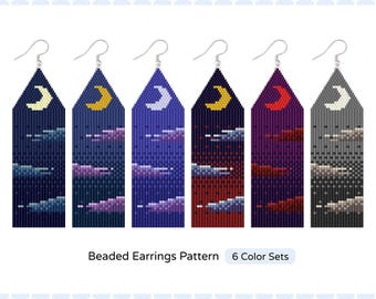 Night Sky With Clouds and Crescent Moon Seed Bead - Brick Stitch ...