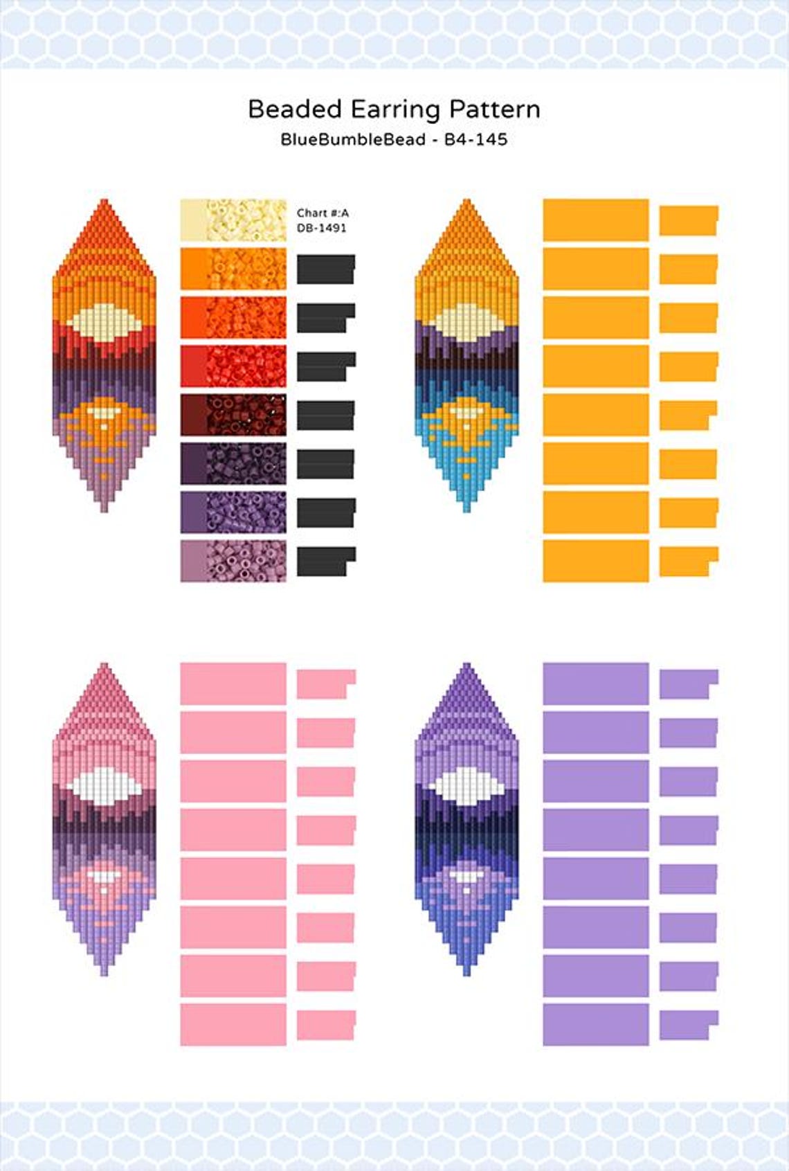 Sunrise Reflection in Lake Bead Earring Pattern: Miyuki Delica Brick ...