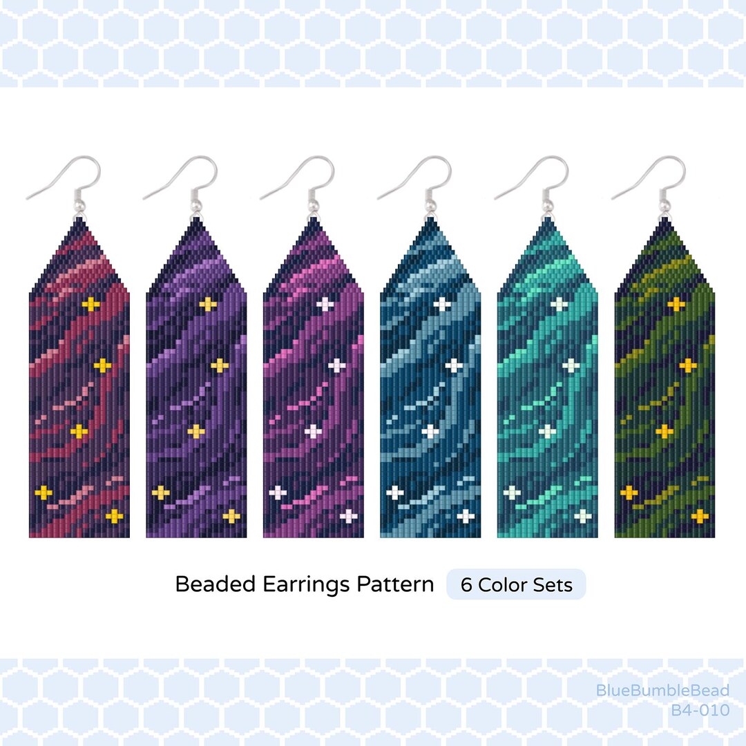 Cancer Constellation Beaded Earrings Pattern: Miyuki Delica Seed Bead ...