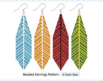 A Leaf With Midrib & Vein Beaded Earring Pattern - Brick Stitch and ...