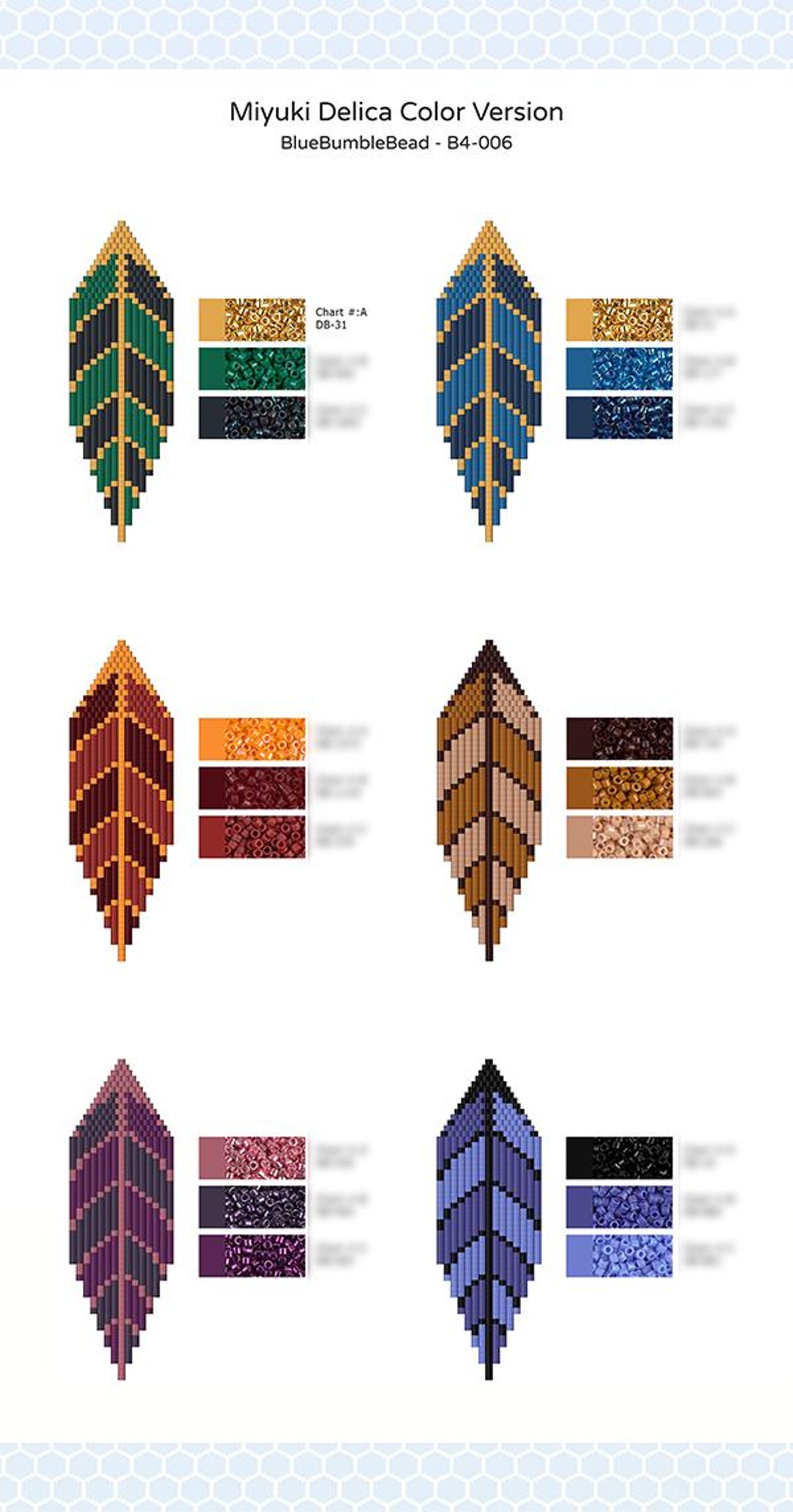 A Leaf With Midrib & Vein Beaded Earring Pattern - Brick Stitch and ...