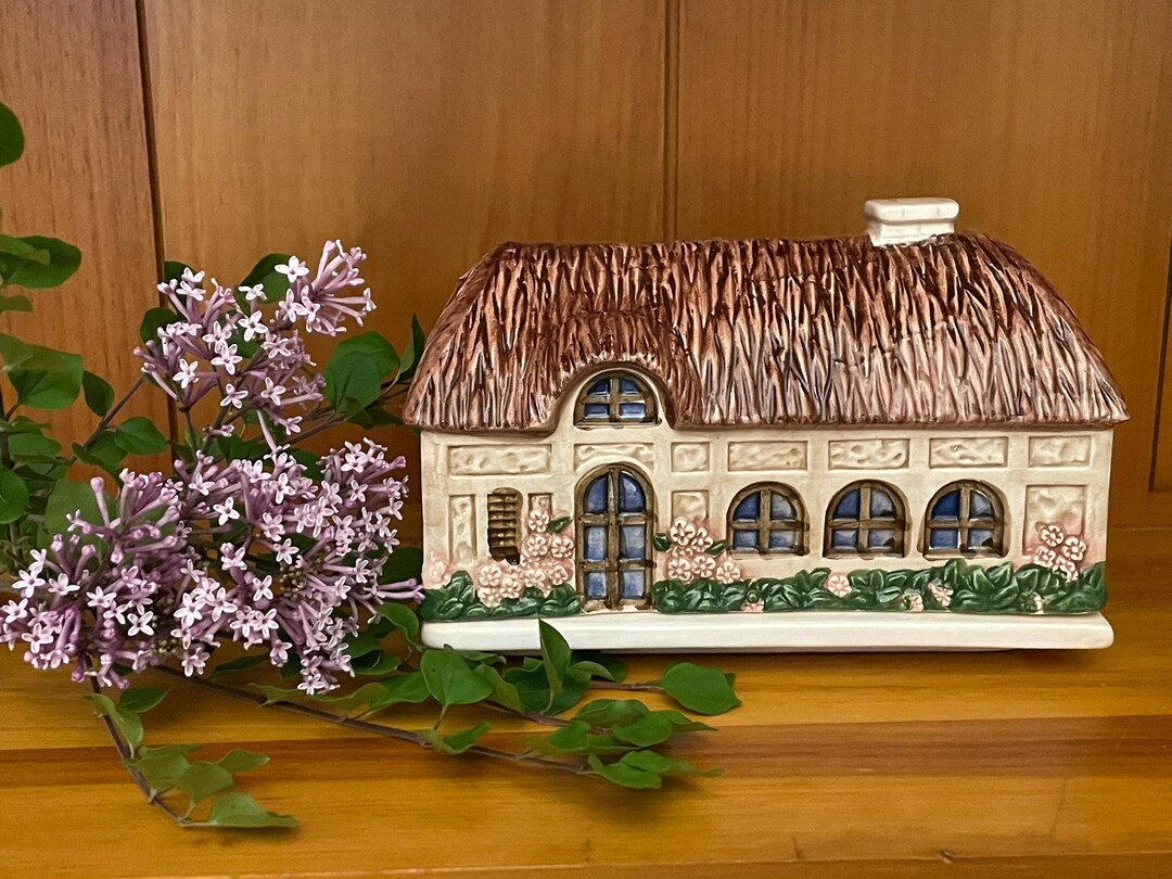 Whimsical Ron Gordon Designs English Cottage Butter Dish Hand-painted ...