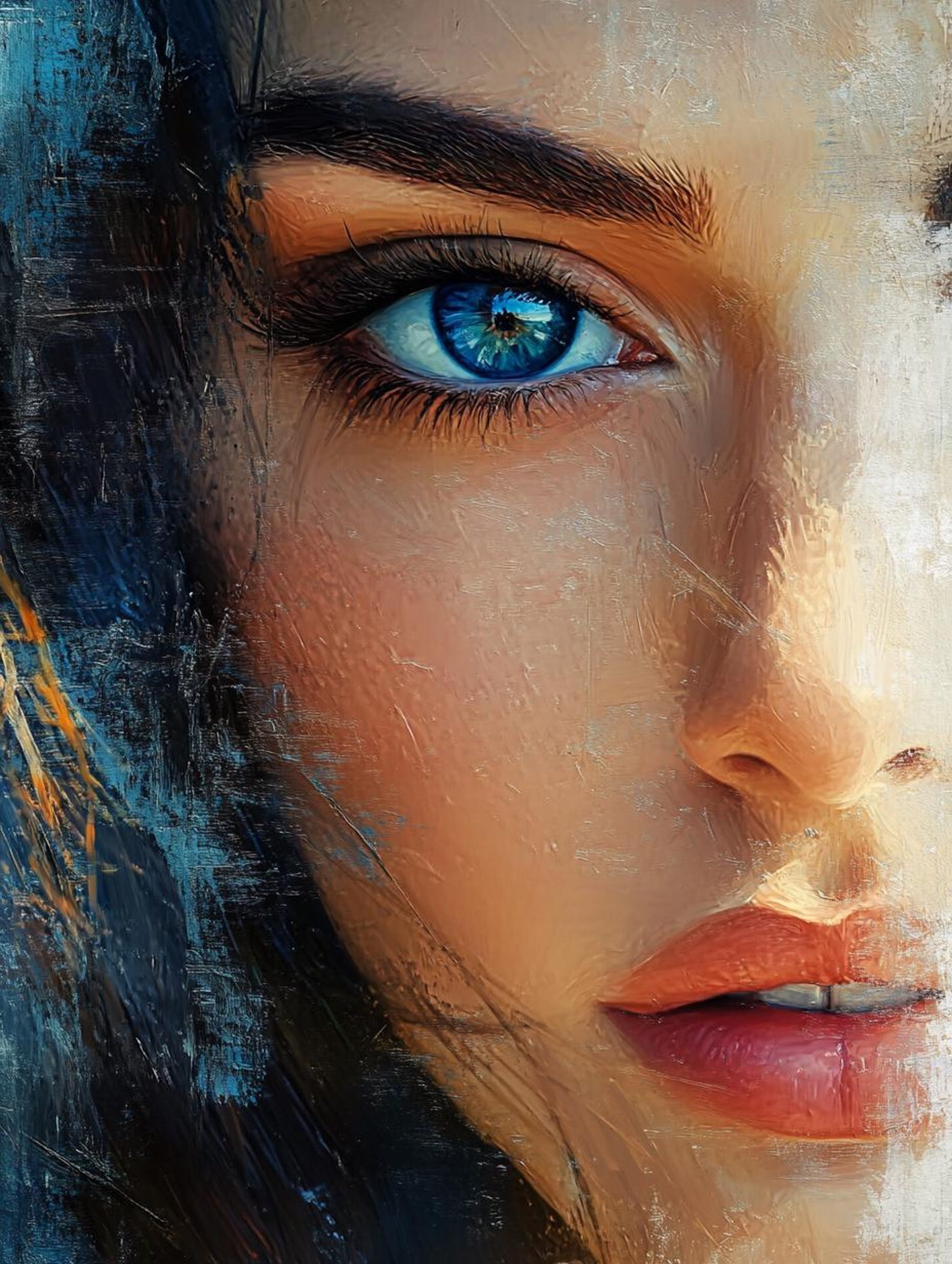 Abstract Portrait Painting of a Woman Hallway Digital Abstract Wall Art ...