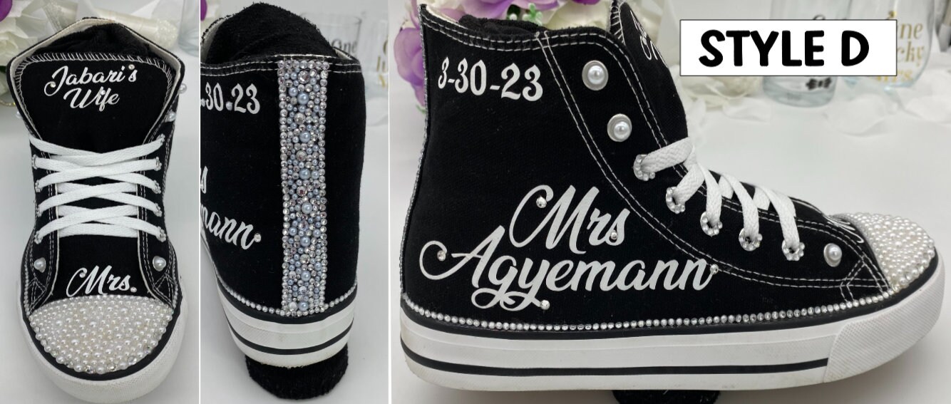 Personalized High-top Converse Shoe (wedding, Engagement, Birthday ...