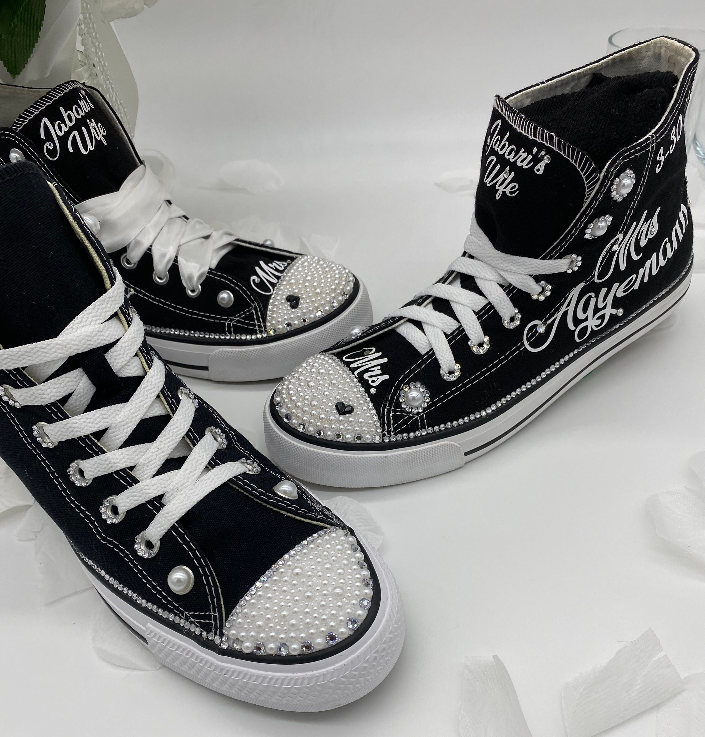 Personalized High-top Converse Shoe (wedding, Engagement, Birthday ...