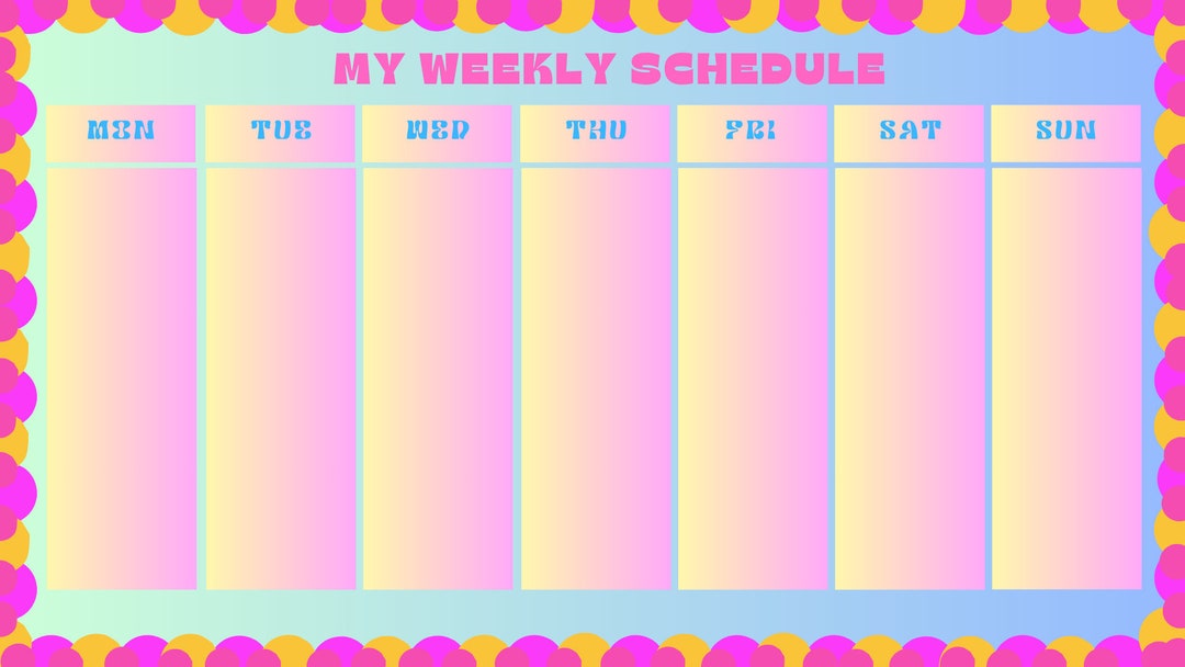 My Weekly Schedule Undated Simple Digital Planner Landscape Funky Block ...
