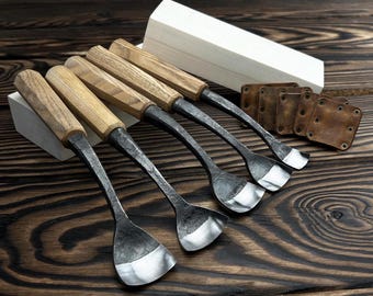Forged Rounded Gouge Set 6pcs. Wood Carving Chisel Set. Woodworking ...
