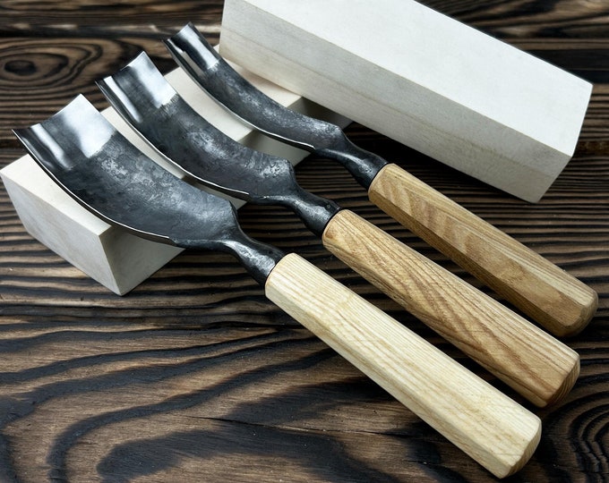 Hand Forged Bent Gouges. Spoon Carving Gouges. Wood Carving Tools. Bowl ...