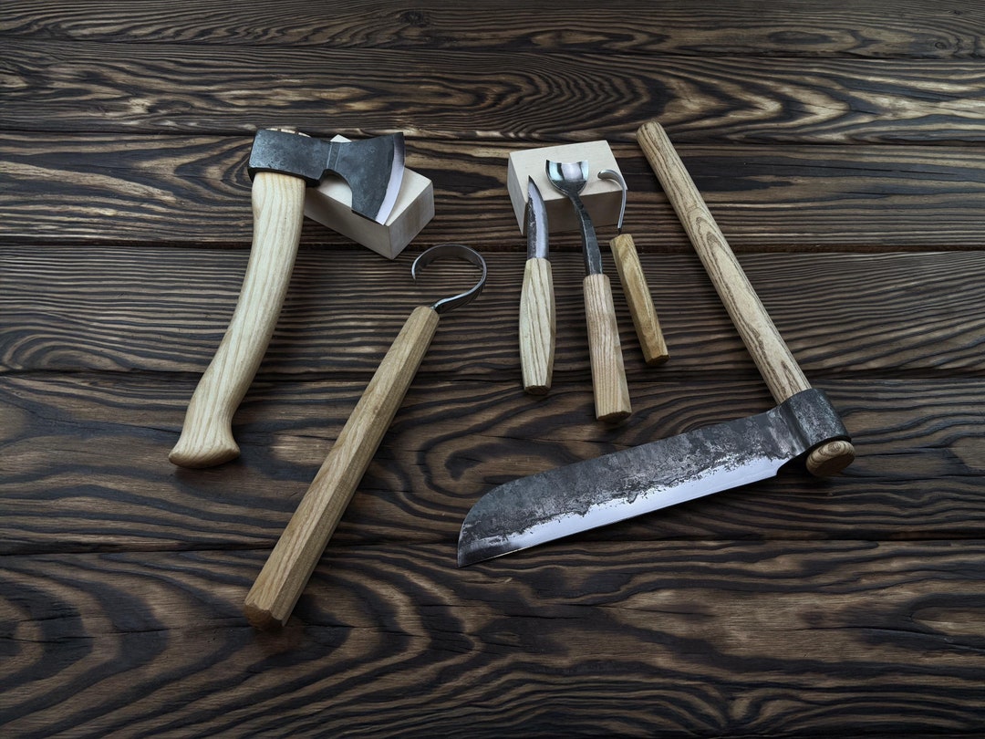 Wood Carving Tool, Set 6 Pcs. Carpentry Tools. Hand-forged Carbon Steel ...