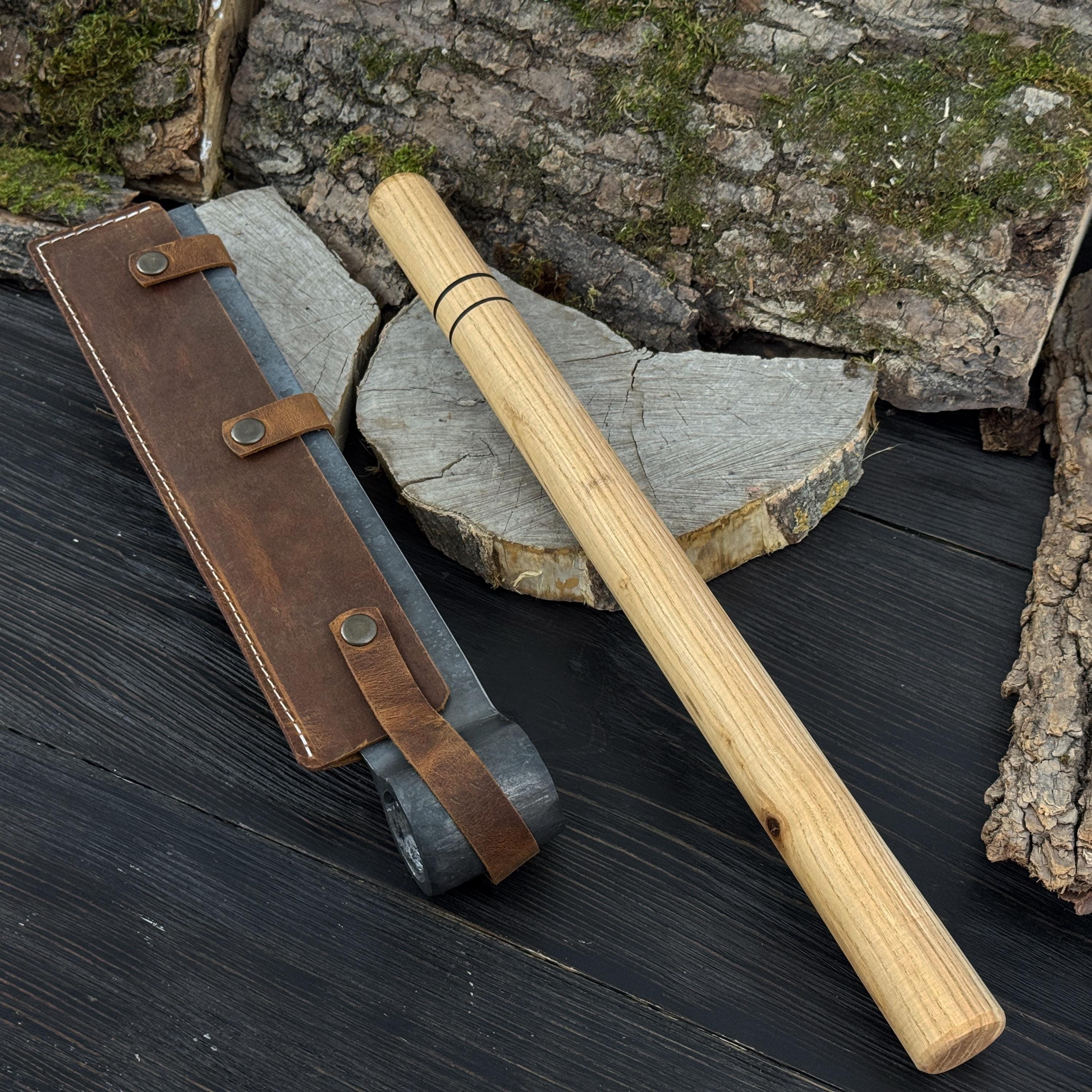 Wood Splitting Froe With Leather Sheath. Hand-forged Carbon Steel Blade ...