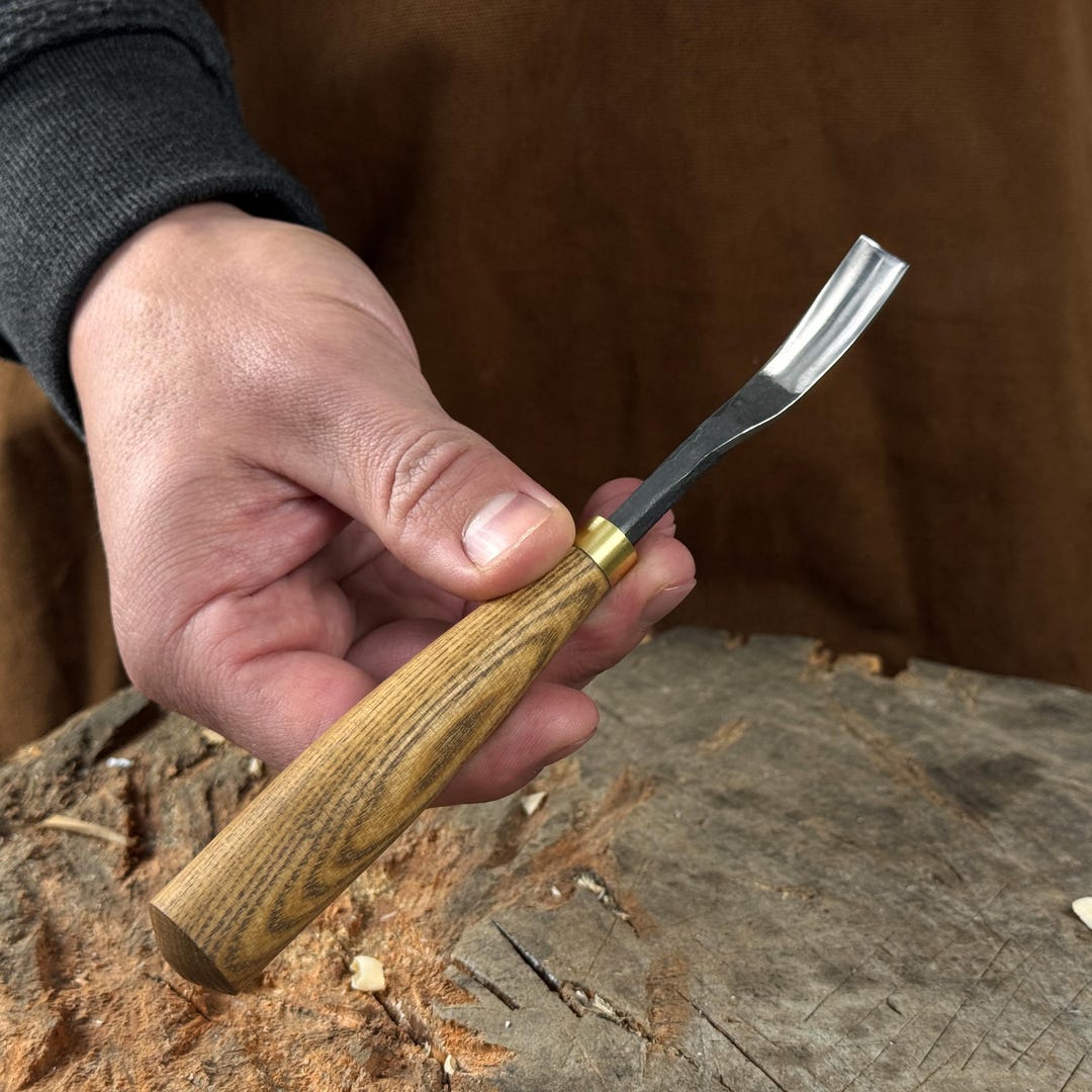 Bent Carving Gouge Hand-forged. Carbon Steel Blade. Ash Handle ...