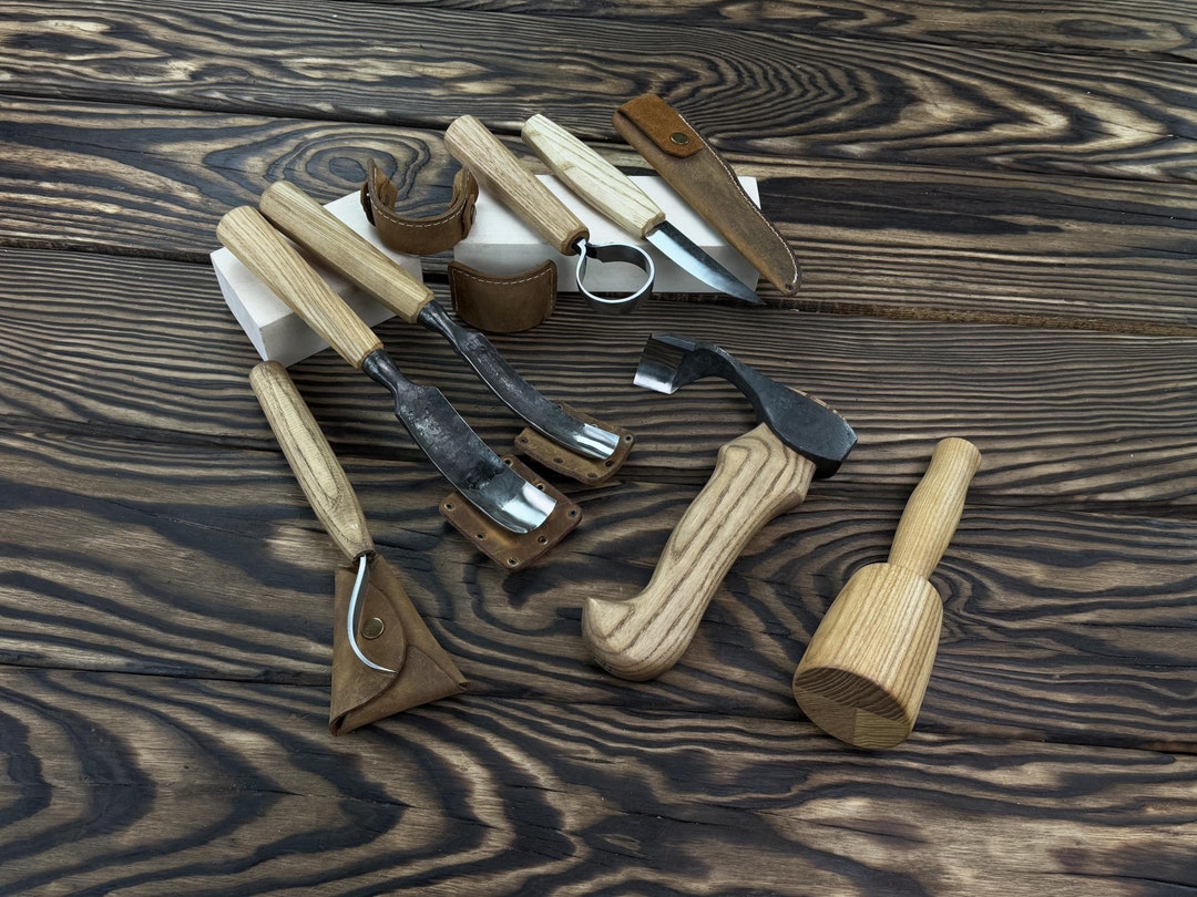 Hand-forged Wood Carving Tool Set 7-piece. Woodworking Knives. Carbon ...