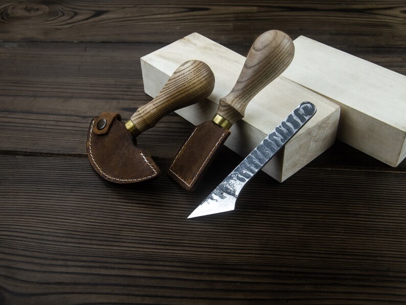 3-piece Hand Forged Leather Knife Set for Expert Leatherworking ...