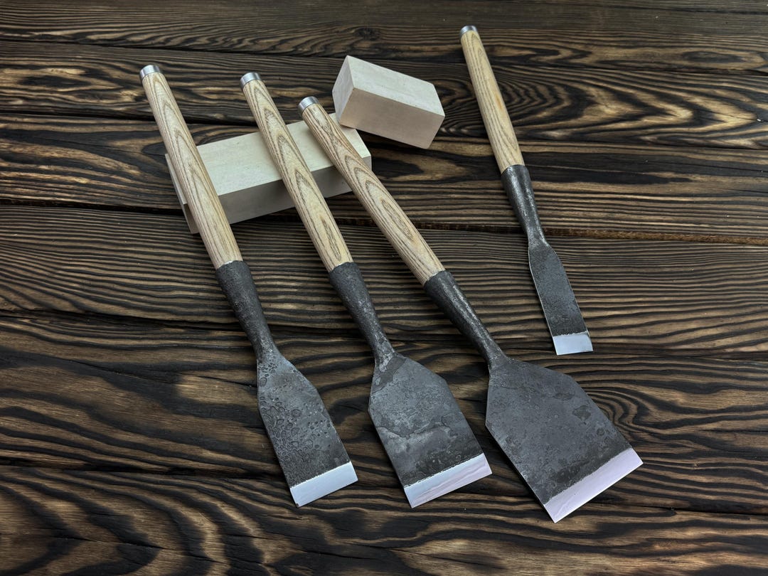 Hand-forged Timber Chisel Set 4-piece. Carpenters Slick Chisels ...