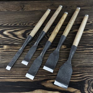 Hand-forged Slick Chisel Set 9 Pcs. Wood Carving Tools. 52100 Carbon ...