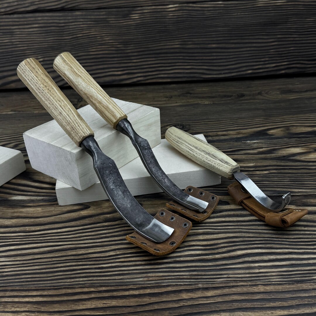 Hand-forged Wood Carving 3-piece Knife Set. Spoon Carving Knife ...