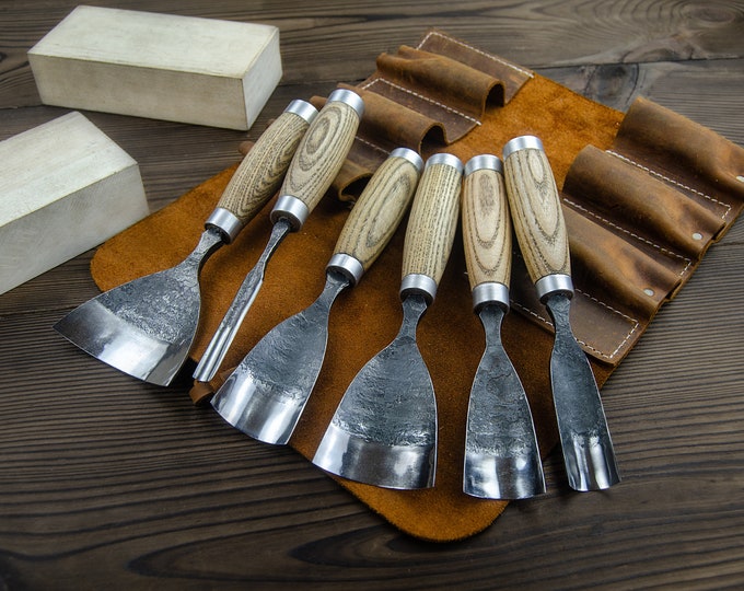Forged Rounded Gouge Set 6pcs. Wood Carving Chisel Set. Woodworking ...