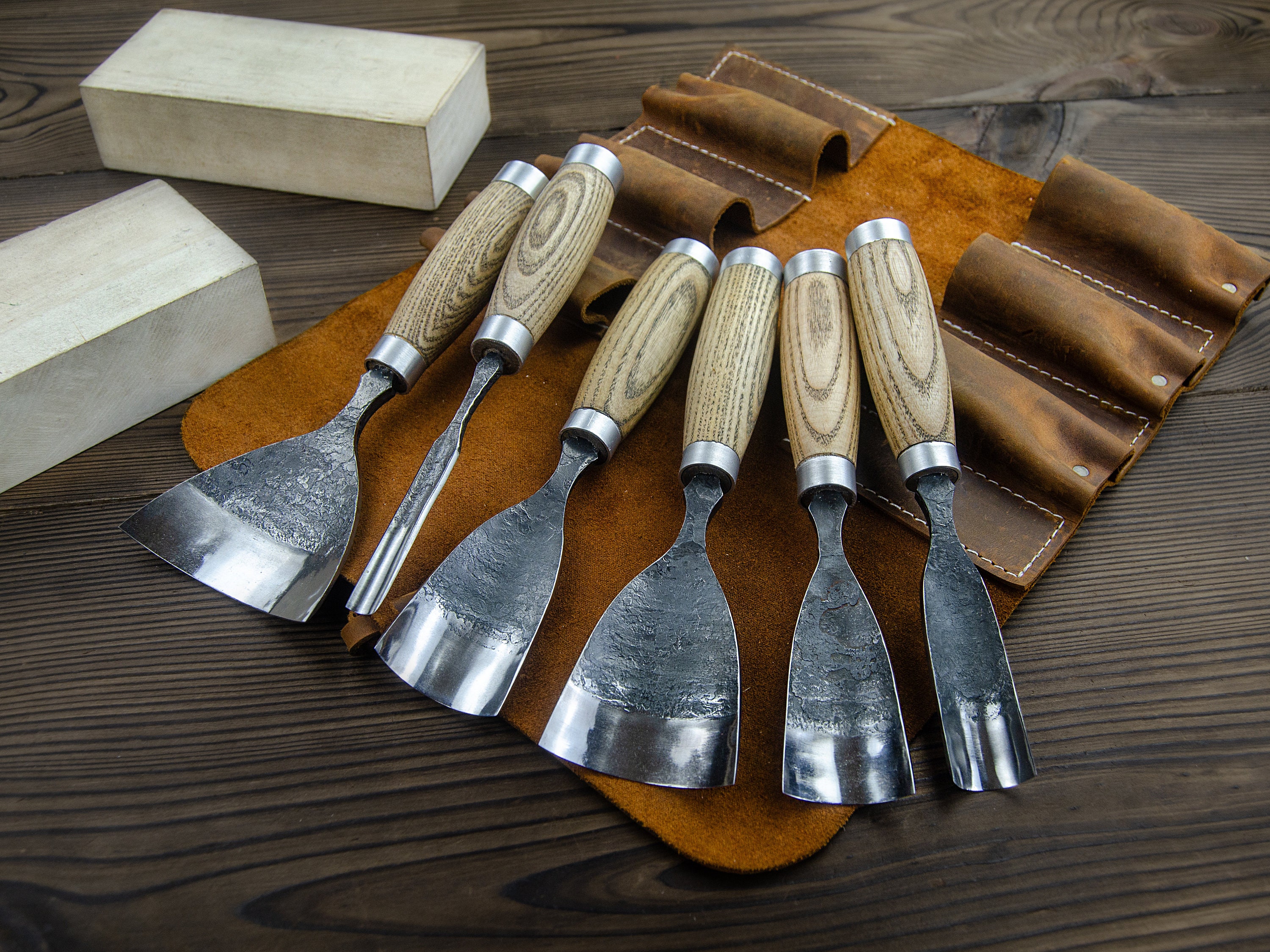 Forged Rounded Gouge Set 6pcs. Wood Carving Chisel Set. Woodworking ...