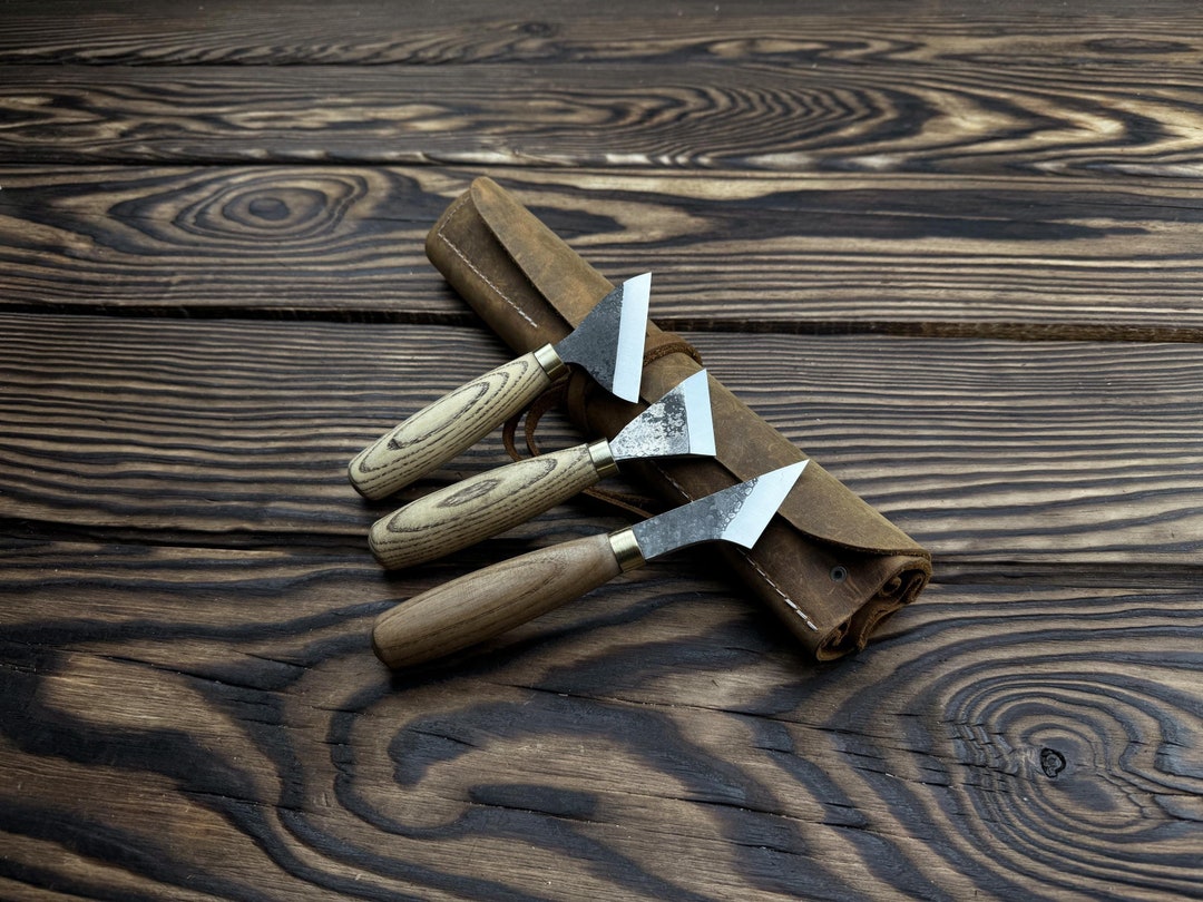 Hand-forged Chip Carving Tool Set 3 Piece. Geometric Carving. Ergonomic ...