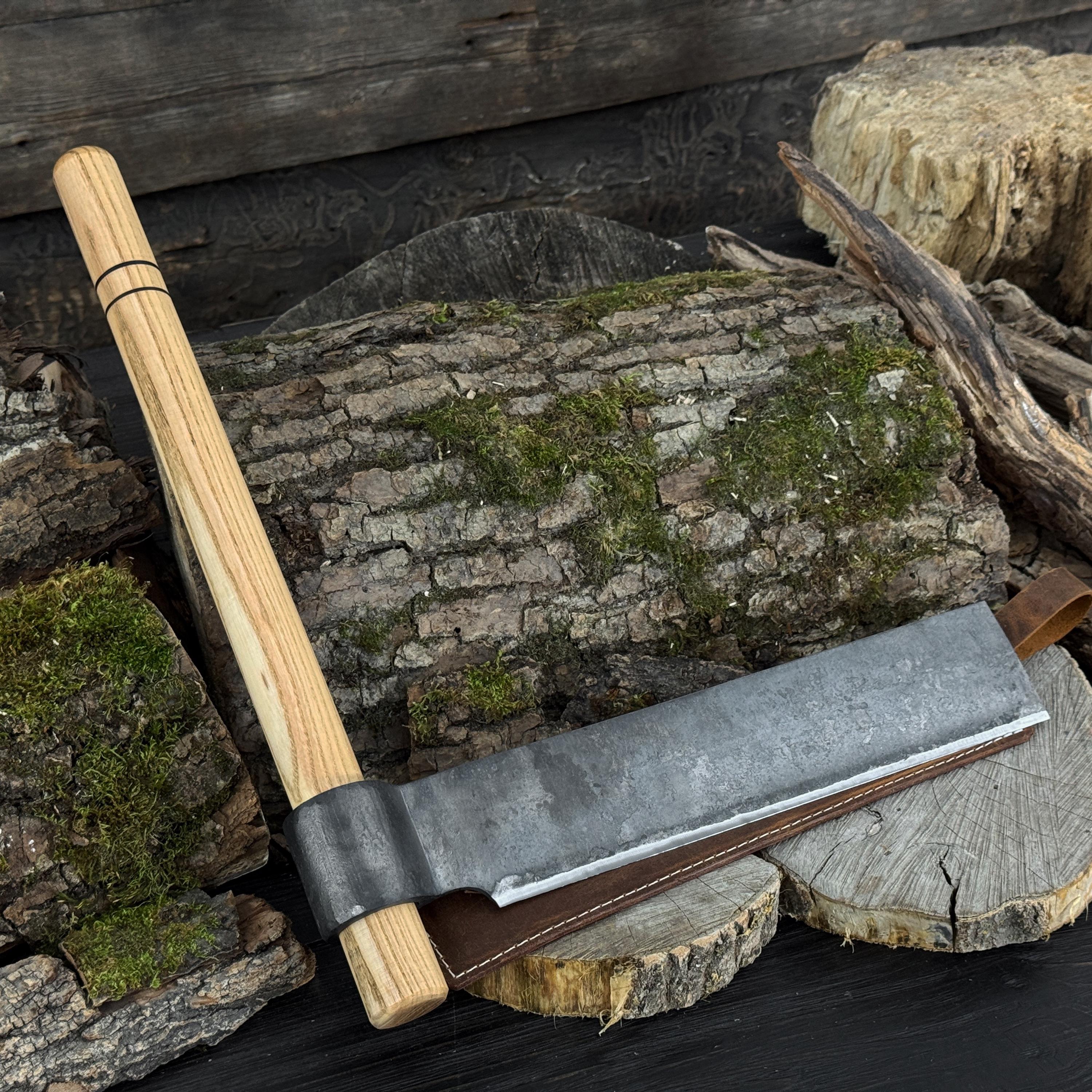Wood Splitting Froe With Leather Sheath. Hand-forged Carbon Steel Blade ...