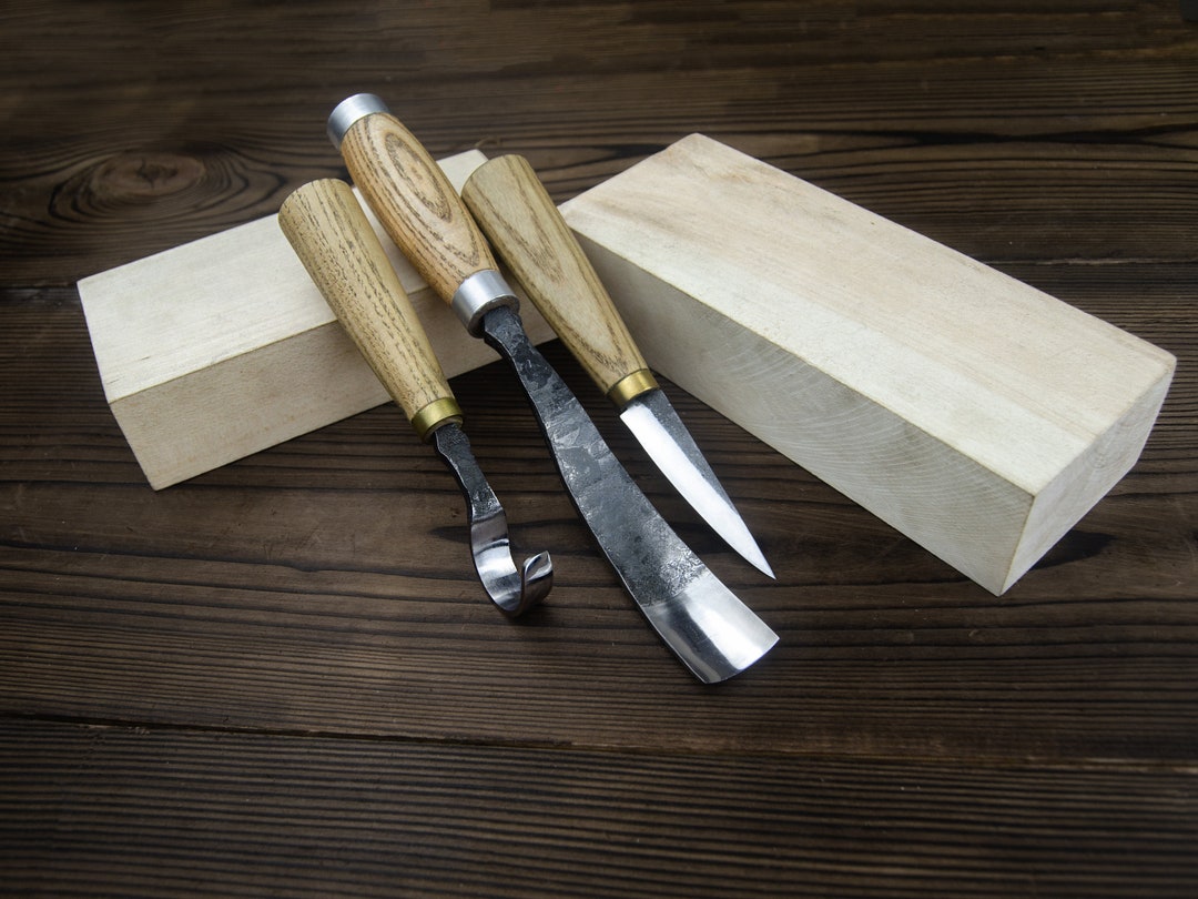 3-piece Forged Spoon Carving Tool Set. Handmade Sloyd and Hook Knife ...