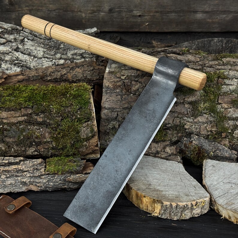 Wood Splitting Froe With Leather Sheath. Hand-forged Carbon Steel Blade ...
