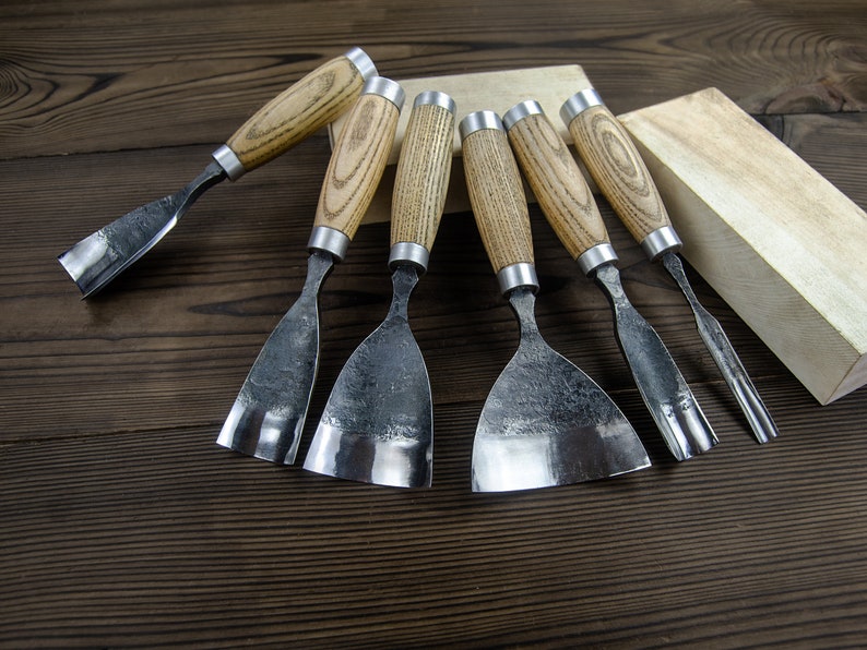 Forged Rounded Gouge Set 6pcs. Wood Carving Chisel Set. Woodworking ...