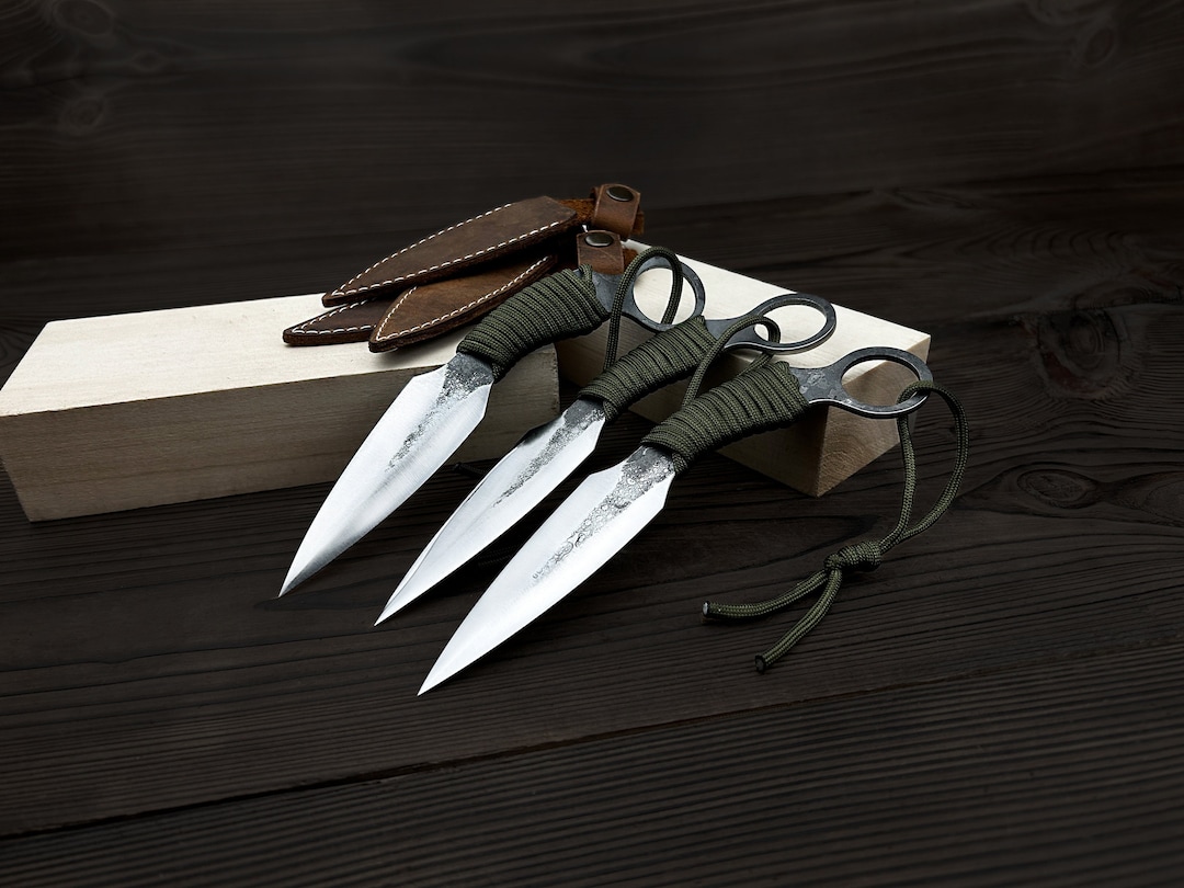 3-piece Throwing Knife Set. Hand Forged Throwing Knives for Outdoor ...