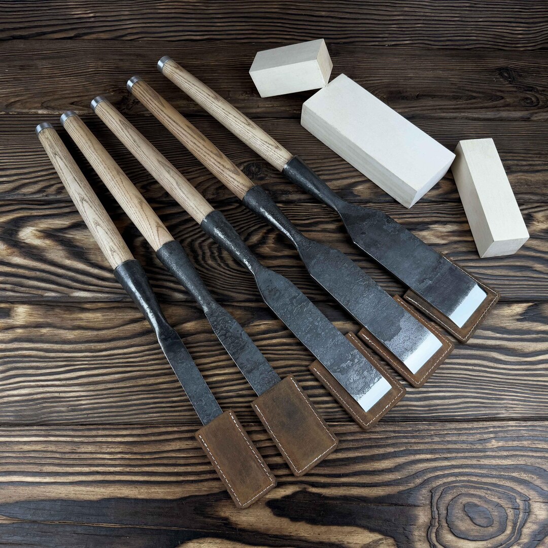 5-piece Hand Forged Large Timber Slick Chisel Set. Woodworking Tool ...