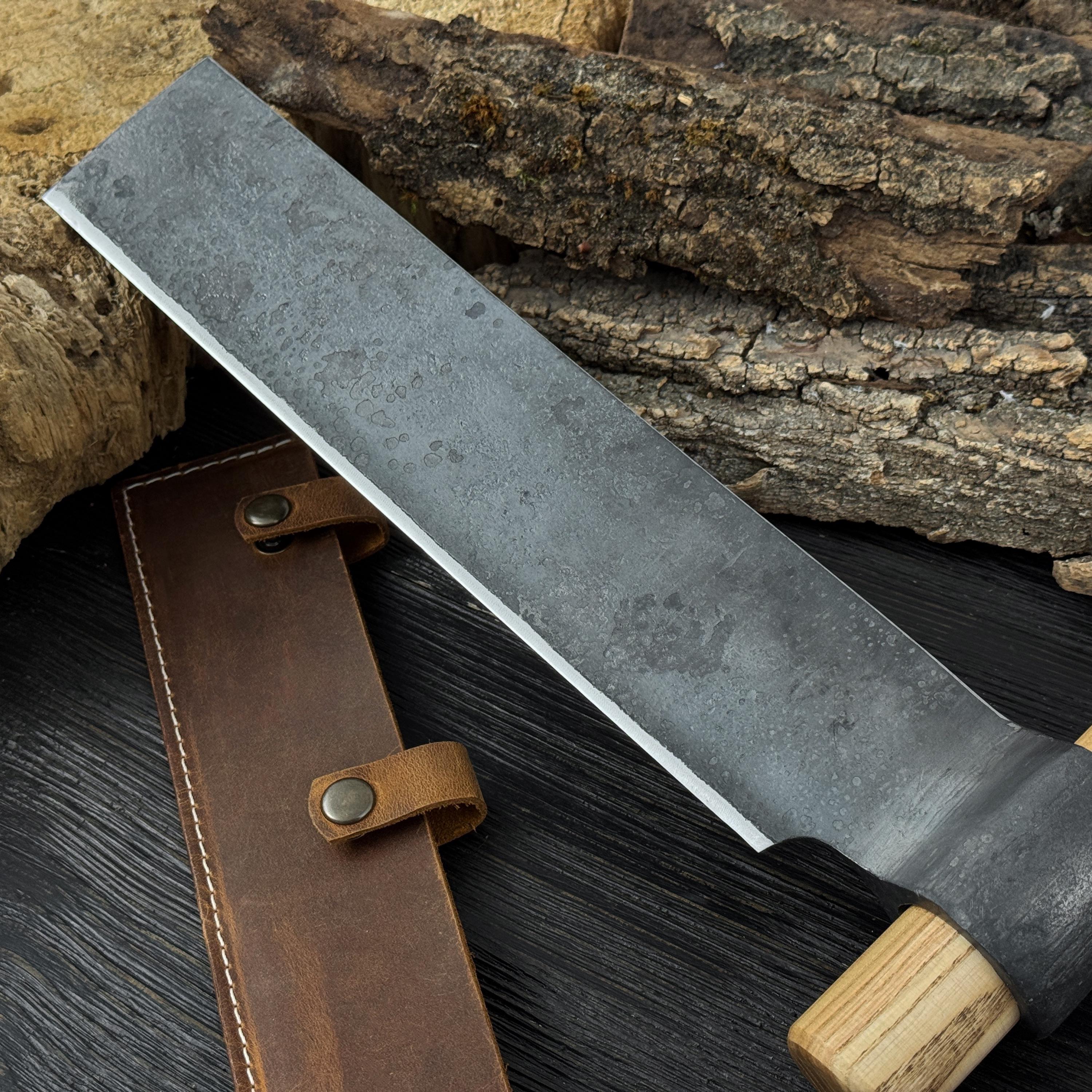 Wood Splitting Froe With Leather Sheath. Hand-forged Carbon Steel Blade ...
