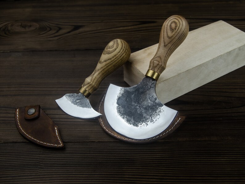 Hand Forged Leather Cutting Knives. 2-piece Leather Knife Set ...