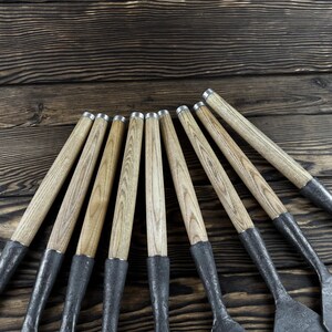 Hand-forged Slick Chisel Set 9 Pcs. Wood Carving Tools. 52100 Carbon ...