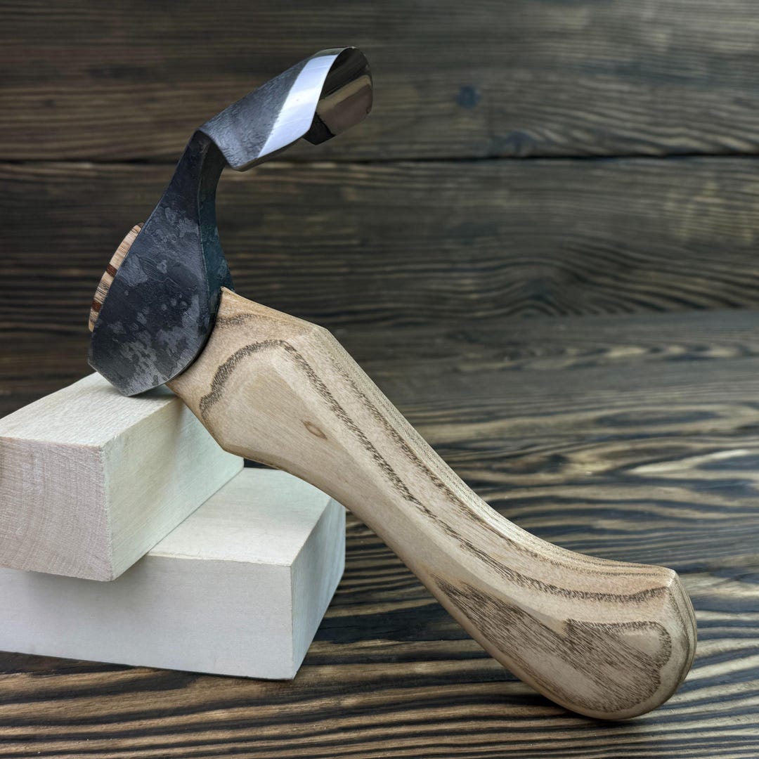 Hand-forged Carving Adze With Leather Sheath. Carbon Steel Rounded ...