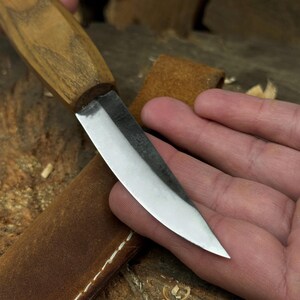 Hand-forged Sloyd Knife With Genuine Leather Sheath. Carbon Steel Blade ...