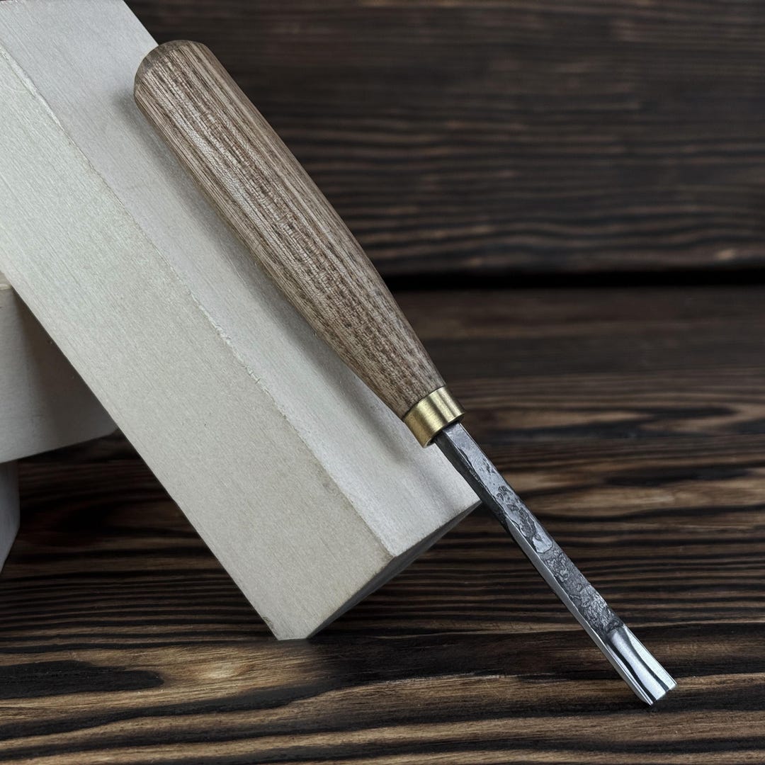 Hand-forged Straight Gouge. Wood Carving Tool. Carbon Steel Blade. Ash ...