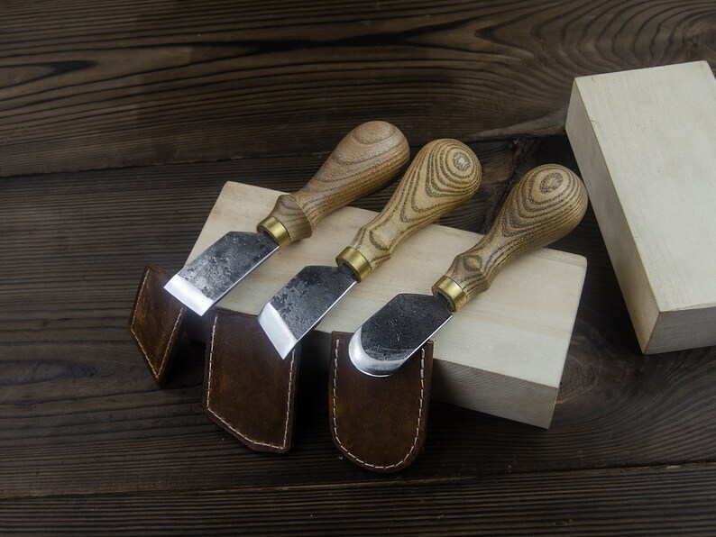 Leather Skiving Knives. Hand Forged Leather Knives. Straight, Oblique ...