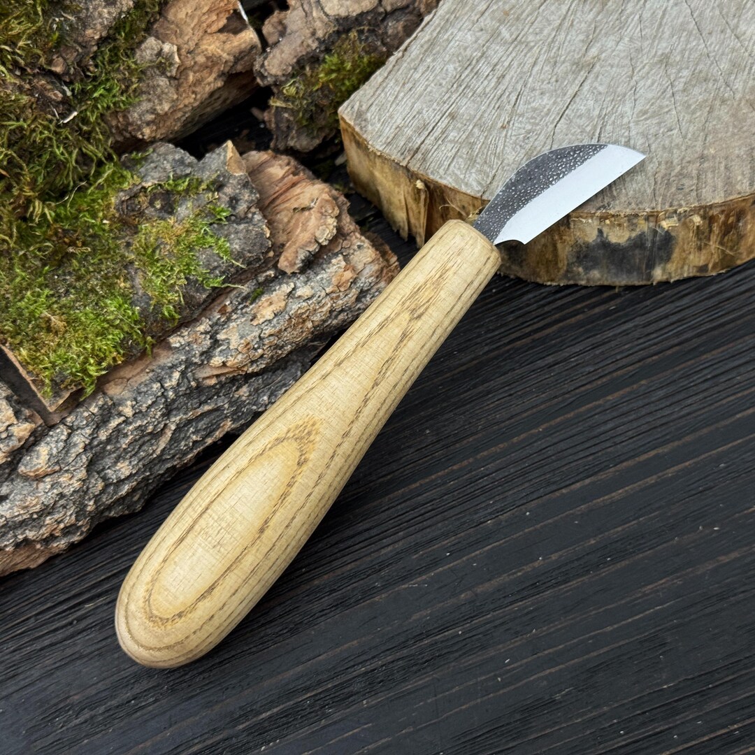 Hand-forged Chip Carving Knife. Carbon Steel Blade. Ash Wood Handle ...
