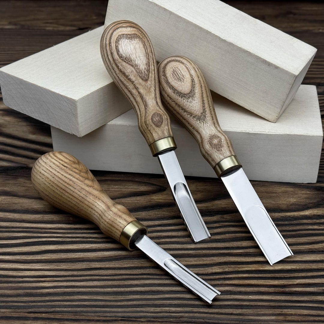 French Edge Skiver Set 3 Pcs. Hand-forged Leatherworking Tools. Ash ...