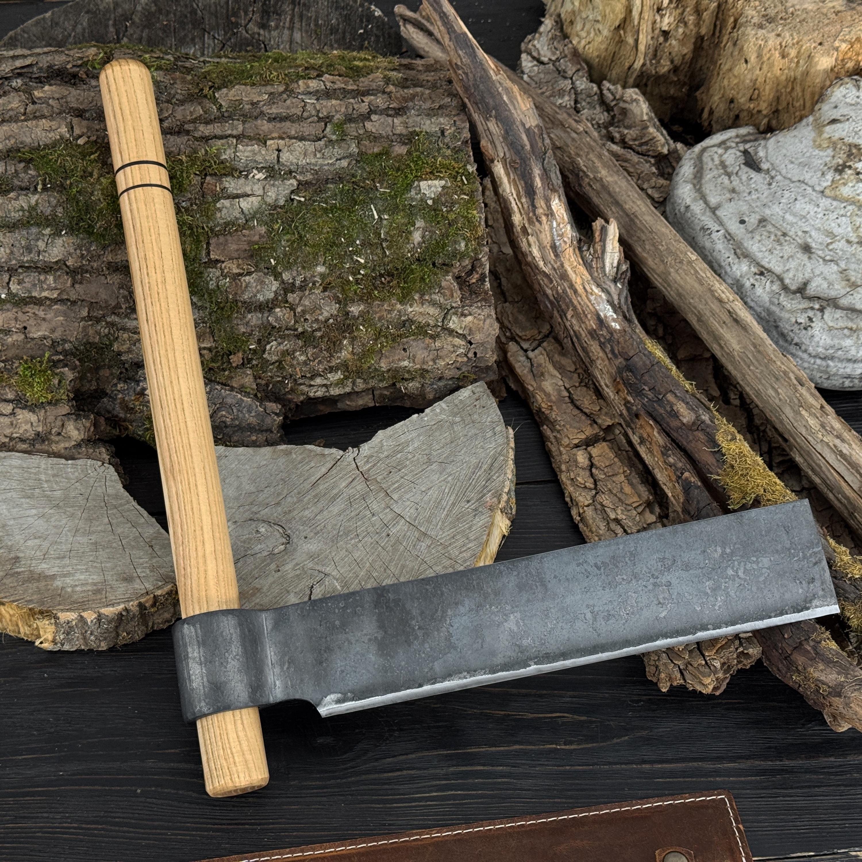 Wood Splitting Froe With Leather Sheath. Hand-forged Carbon Steel Blade ...
