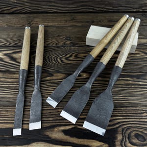Hand-forged Slick Chisel Set 9 Pcs. Wood Carving Tools. 52100 Carbon ...