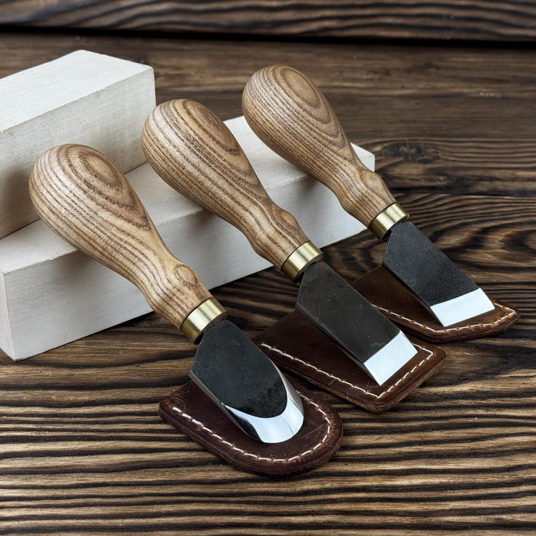 Hand-forged Leatherworking Tool Set. Carbon Steel Blades. Ash Handles ...