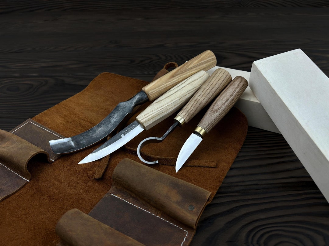 4-piece Spoon Carving Tool Set. Wood Carving Knives. Hook Knife ...