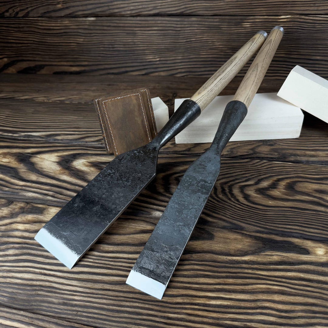 2-piece Slick Chisel Set With Sheaths. Hand-forged Woodworking Tools ...