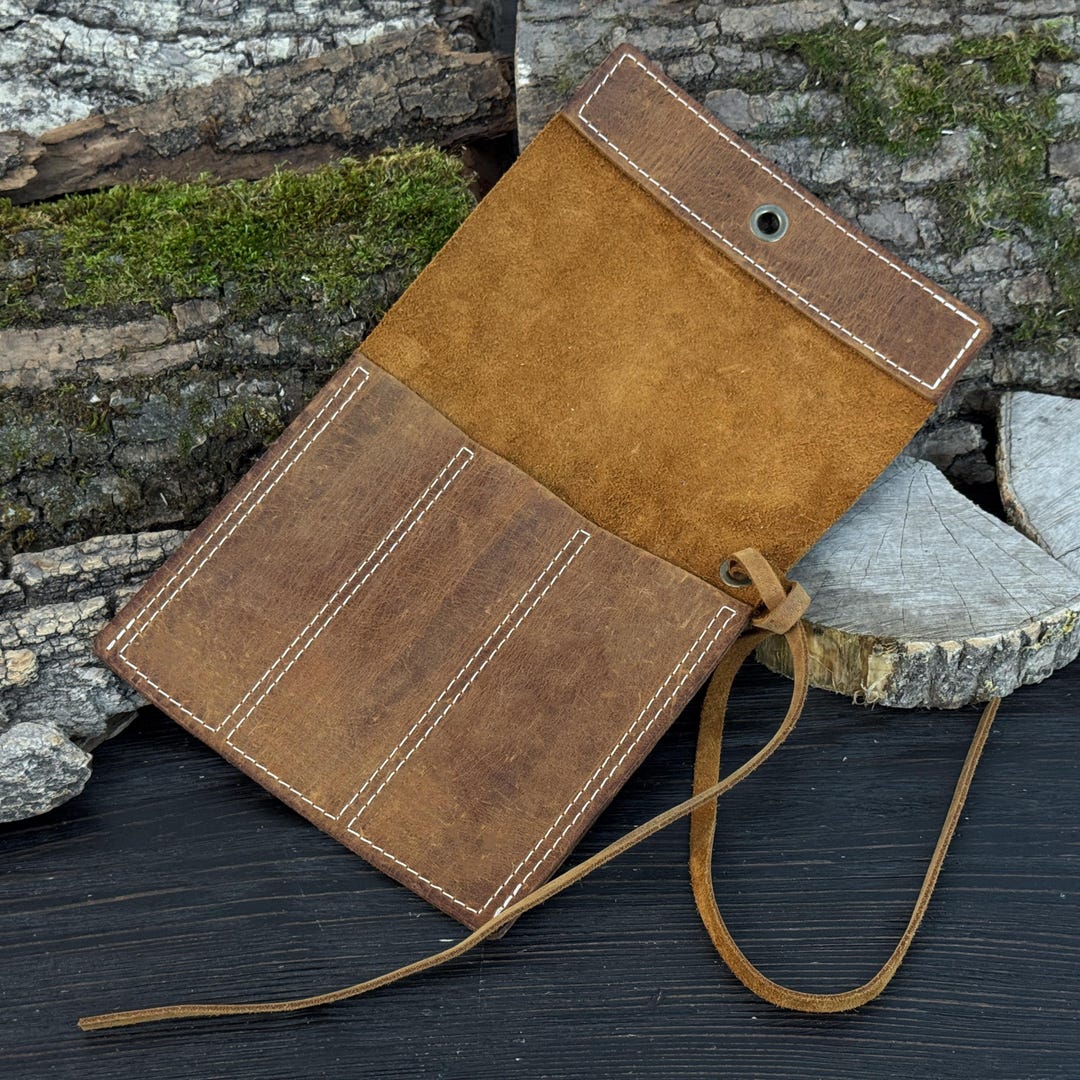 3-pocket Leather Tool Case. Genuine Crazy Horse Leather Organizer With ...