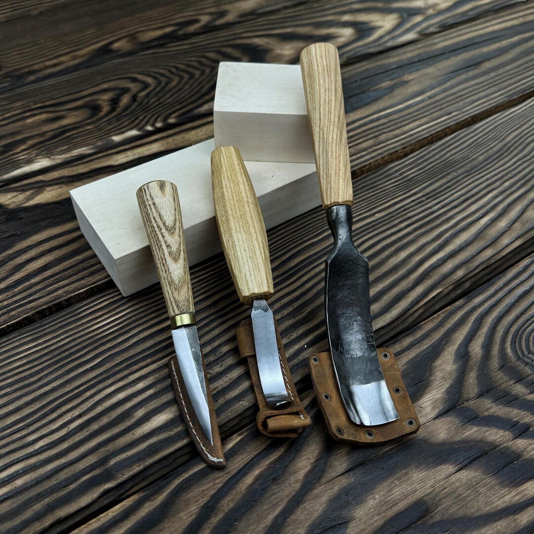 Hand-forged Spoon Carving Tool Set 3 Pcs. Wood Carving Knives ...