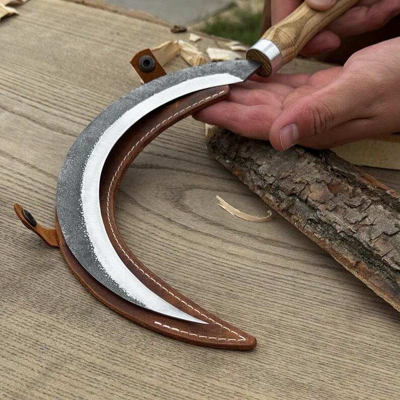 Hand-forged Sickle With Leather Sheath. Compact Herb & Garden Cutting ...