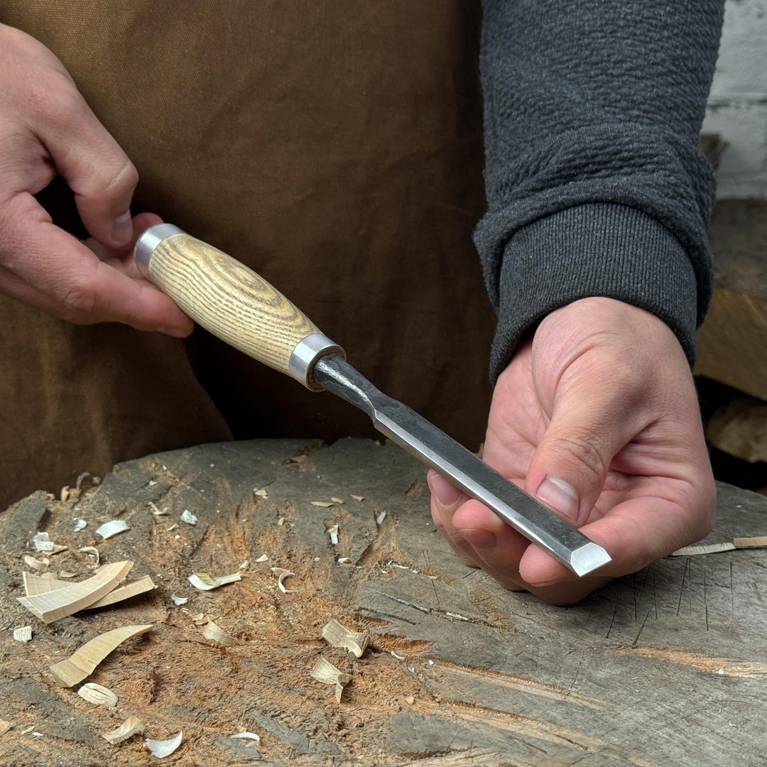 Wood Carving Chisel Hand-forged. 52100 Carbon Steel Blade. Ash Handle ...